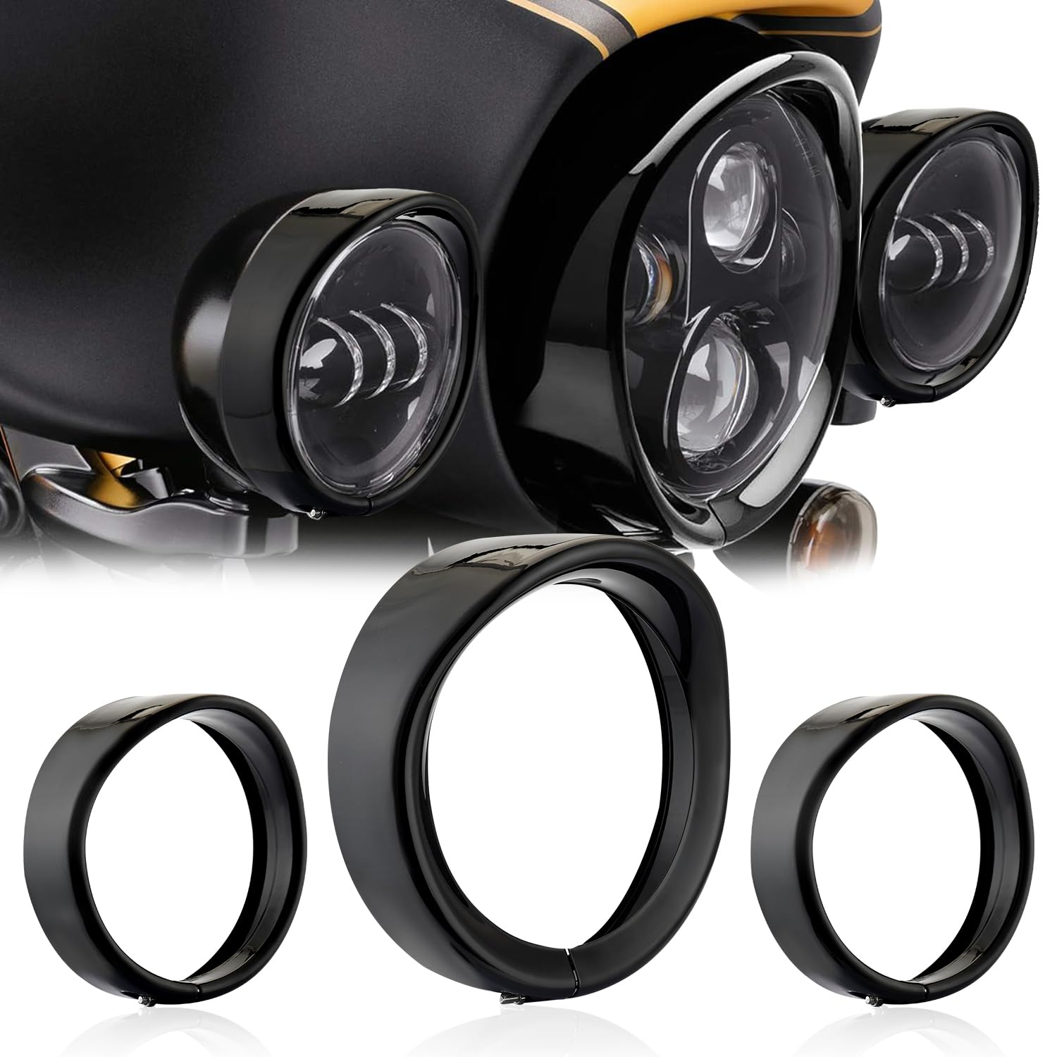 Amazon.com: AILMOTO 7" Headlight Visor Trim Ring + 4.5" Fog Light Trim ...