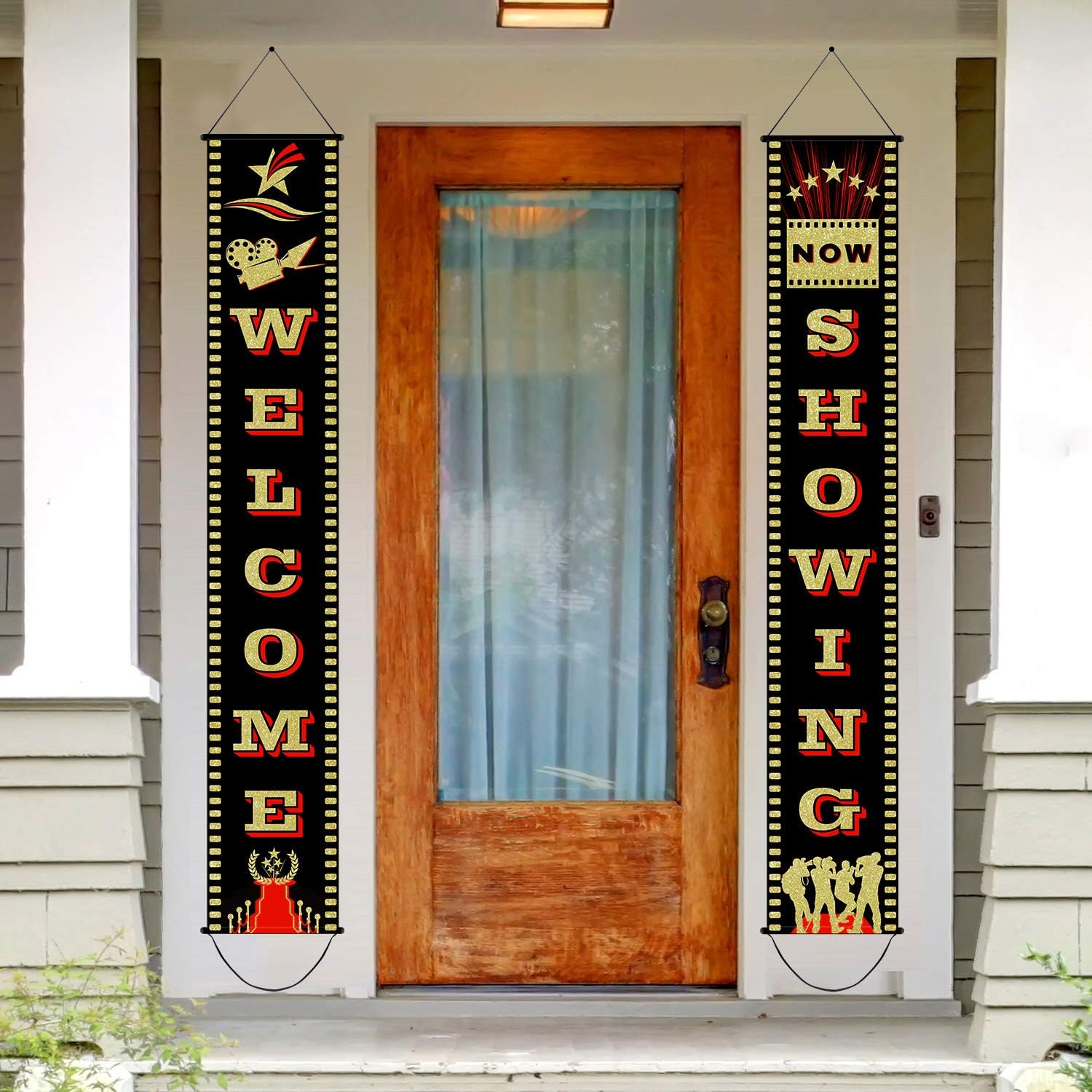 Amazon.com: Movie Night Porch Sign Banner Movie Theme Party Decorations ...