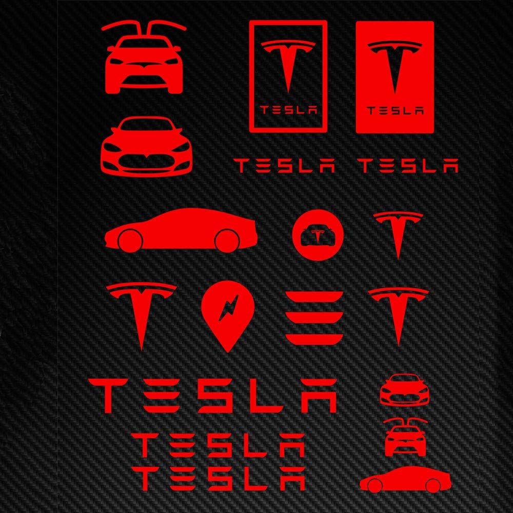 luluda for Tesla Decals Graphics Stickers Logo TM3 TMX TMS Decal (red ...