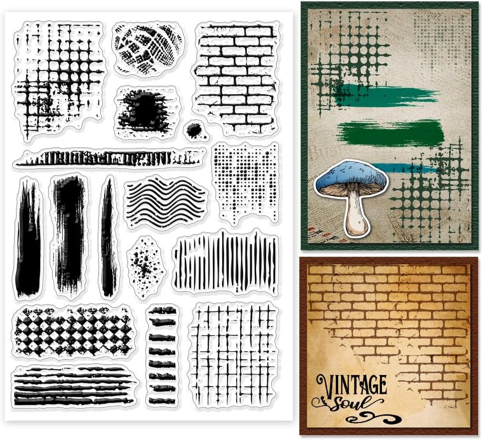 GLOBLELAND Vintage Grunge Texture Clear Stamps for Scrapbooking ...