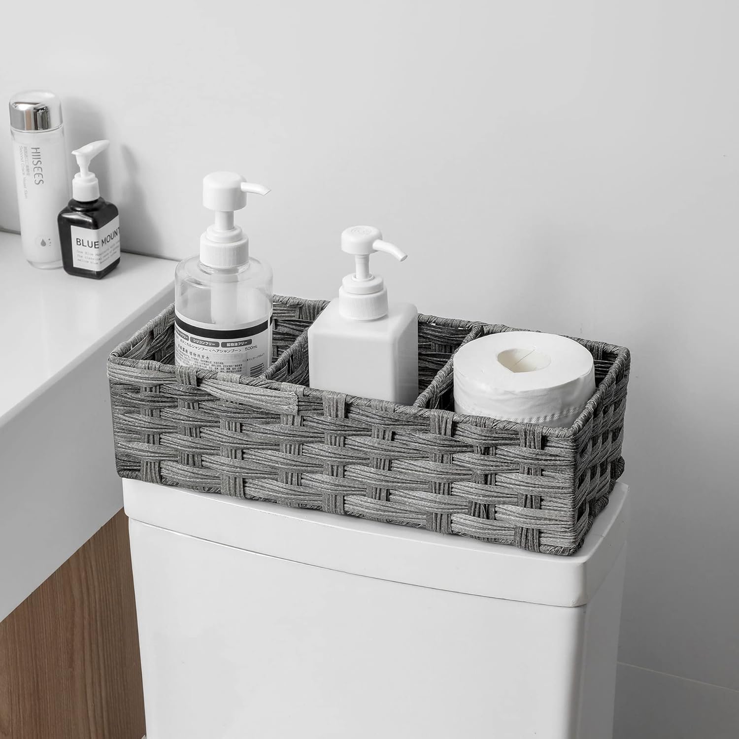 Amazon.com: Toilet Tank Topper Paper Basket Multiuse Hand Woven Plastic ...