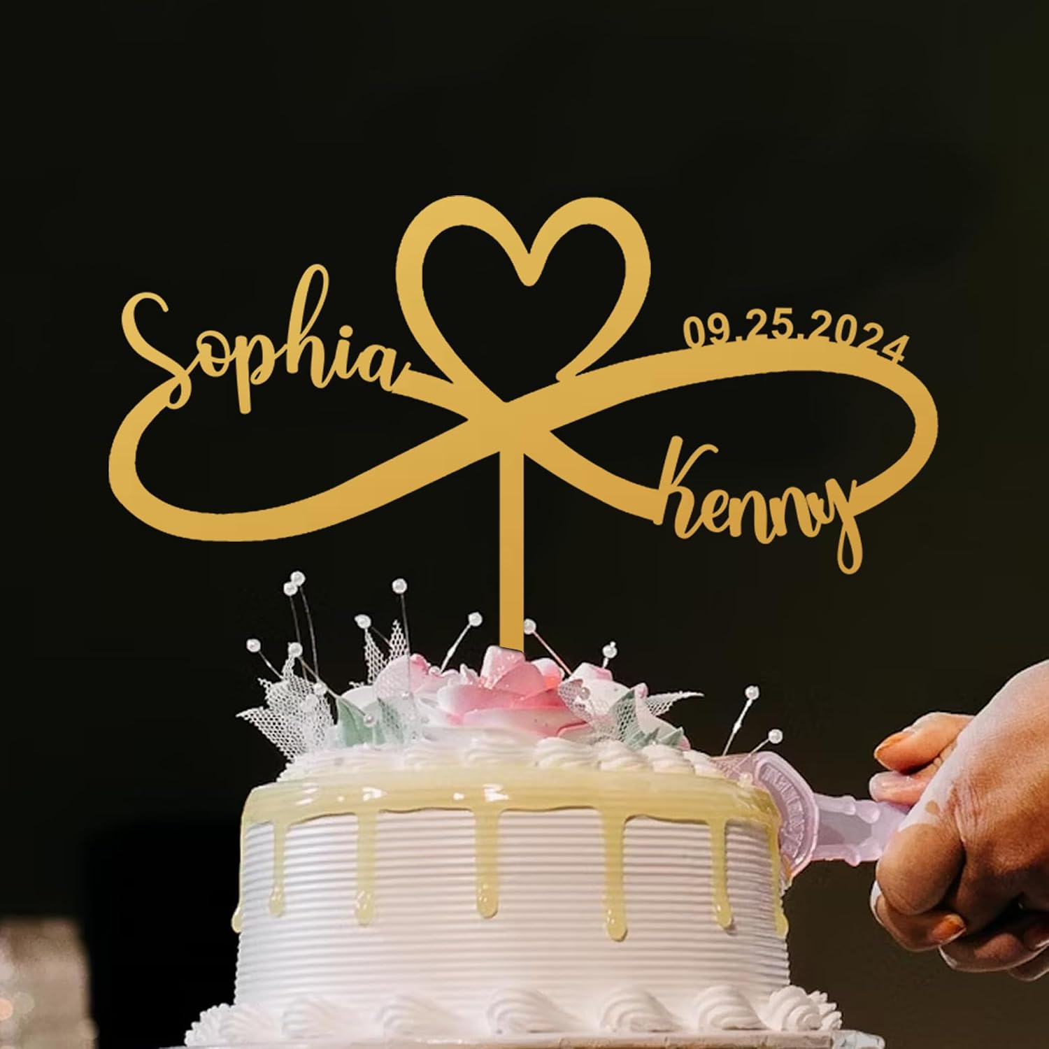 Amazon.com: Paraeva Personalized Wedding Infinity With Date cake ...
