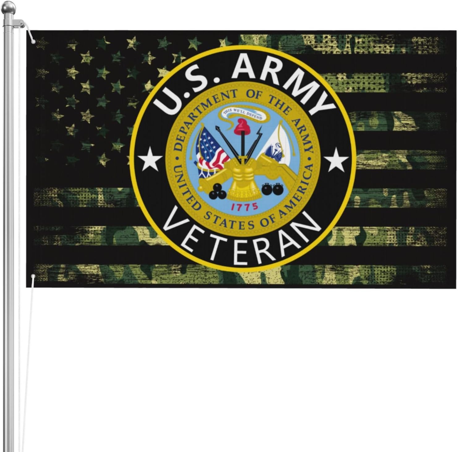 Amazon.com : Voudlye Usa Army Veteran Flag 3x5 Ft 3ply Polyester Double ...