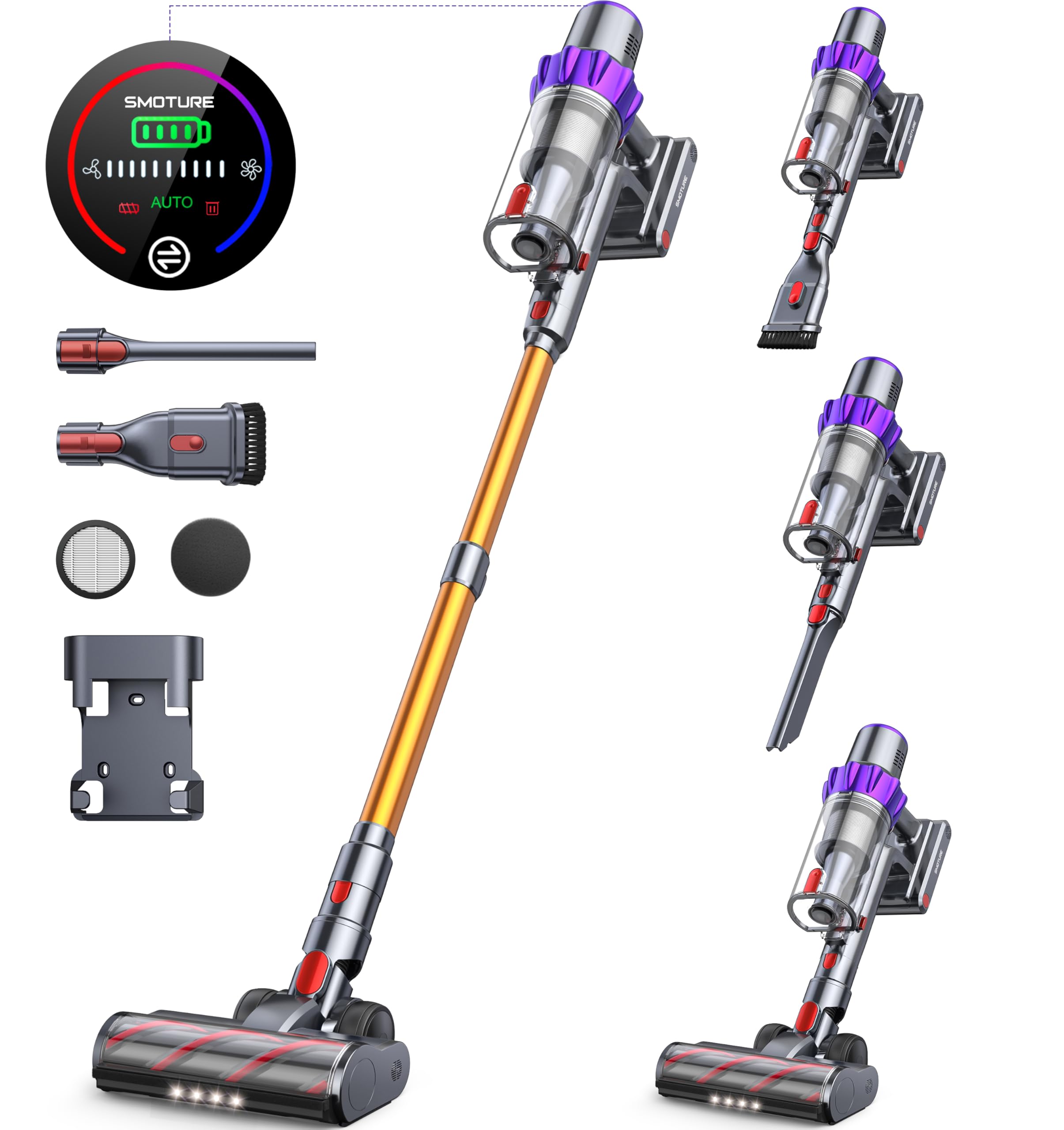 Amazon.com - SMOTURE Cordless Vacuum Cleaner, 450W 40KPA UP to 55 ...