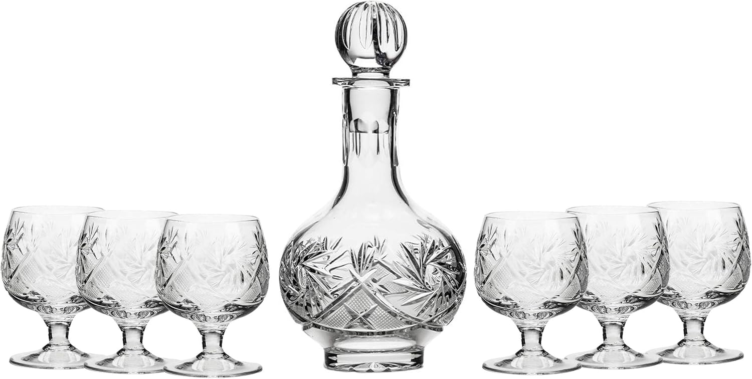 Amazon.com | 7-Piece Russian Crystal Vintage Vodka Set, 16-Oz Decanter ...