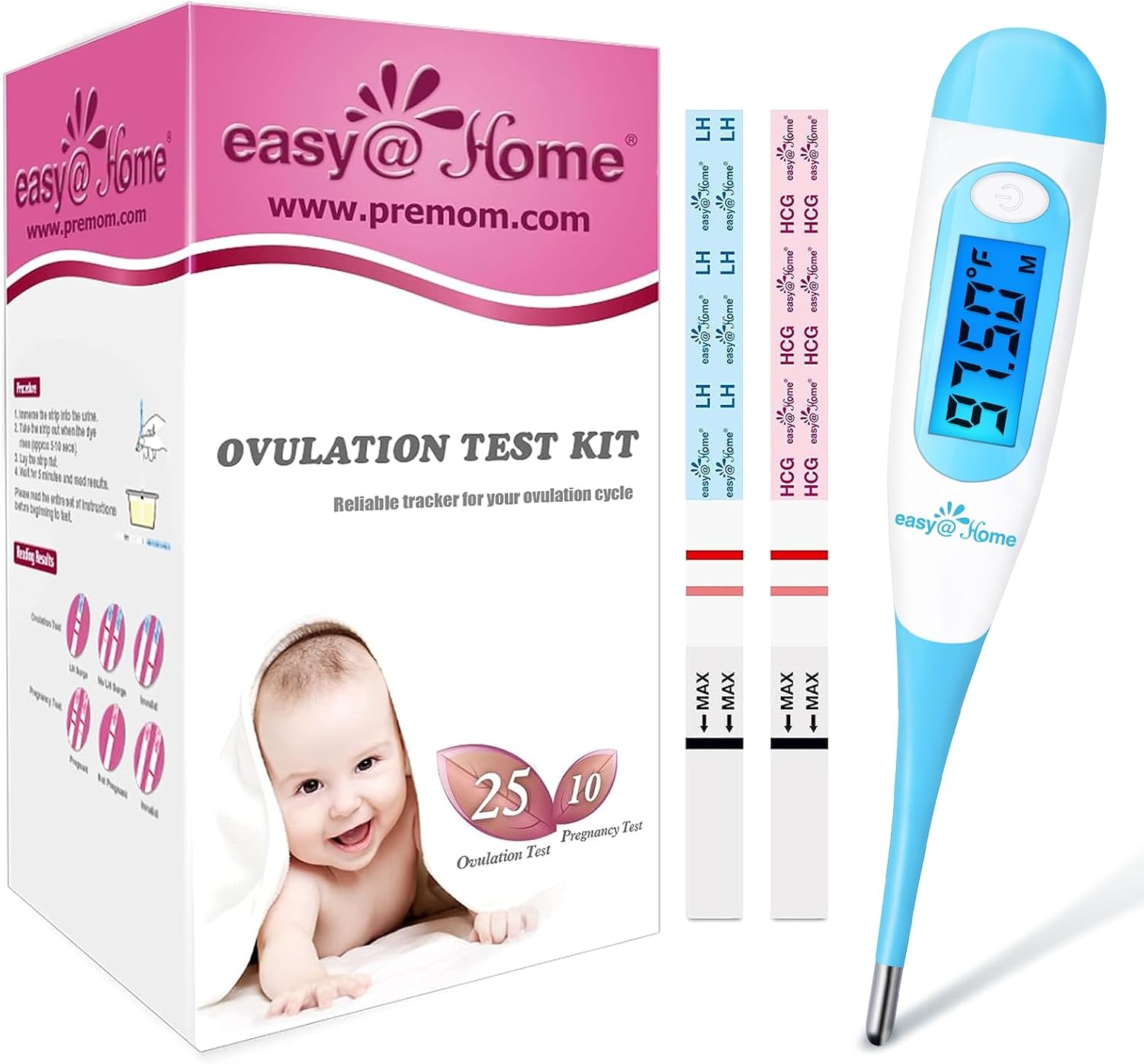 Amazon.com: Easy@Home 25 Ovulation & 10 Pregnancy Strips + Digital ...