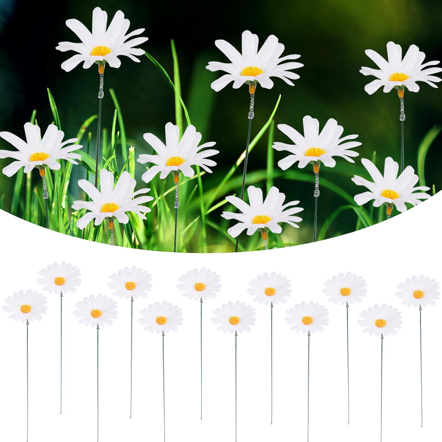 Amazon.com: 20PCS Daisy Flower Garden Stakes, Metal Flower Garden ...