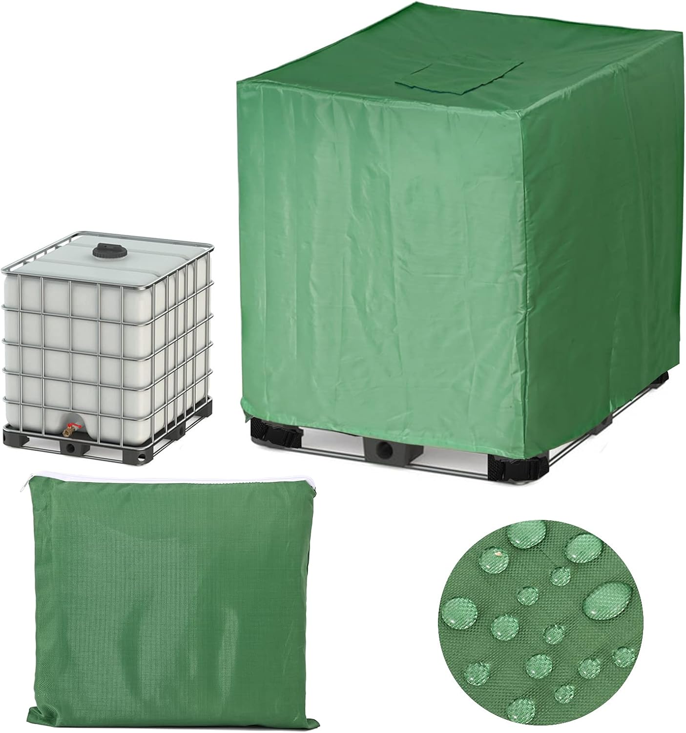 Amazon.com : Green 275 Gallon IBC Tote Cover Sunshade Water Proof ...