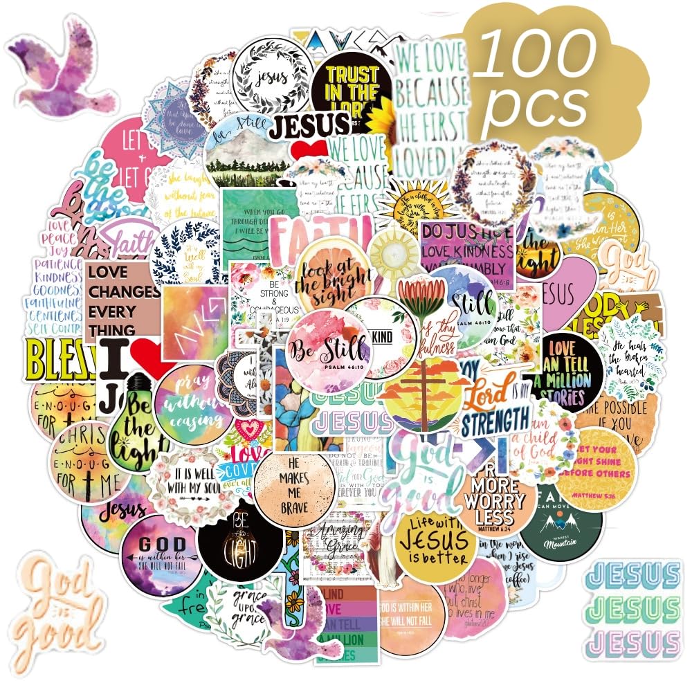 Amazon.com: 100pcs Jesus Christian Stickers, Christian Stickers Water ...
