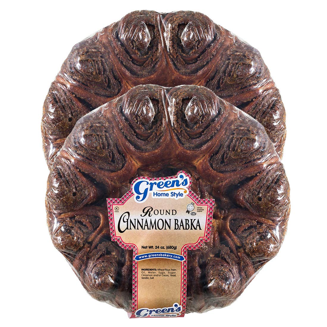 Amazon.com : Green's Bakery Cinnamon Round Babka Cakes, 2 Pack 24 oz ...