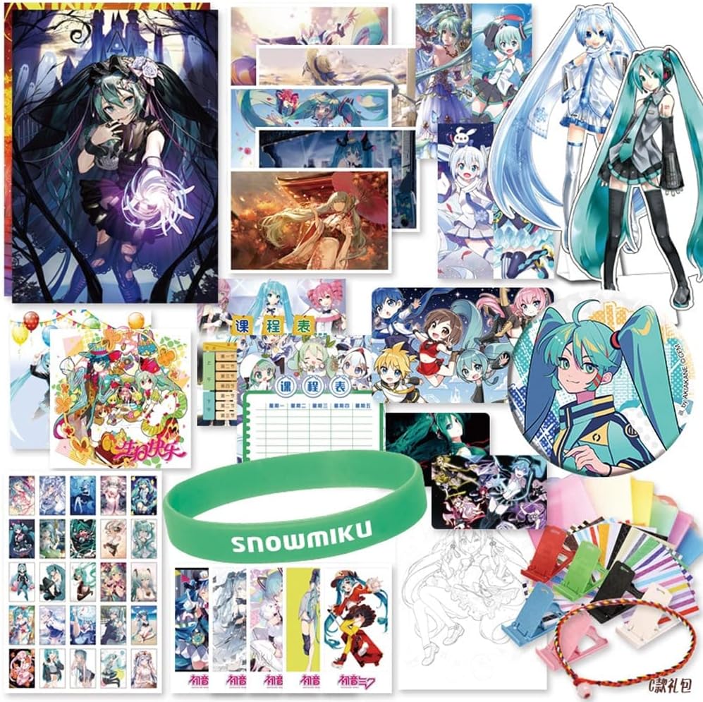 Amazon.com: Green Hair Anime Girl Vocaloid Gift Set - Postcards, Pins ...