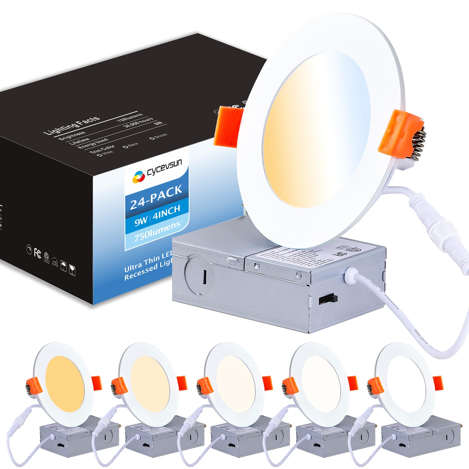 CycevSun Recessed Lighting 4 Inch Canless Ultra Thin Wafer Downlight ...