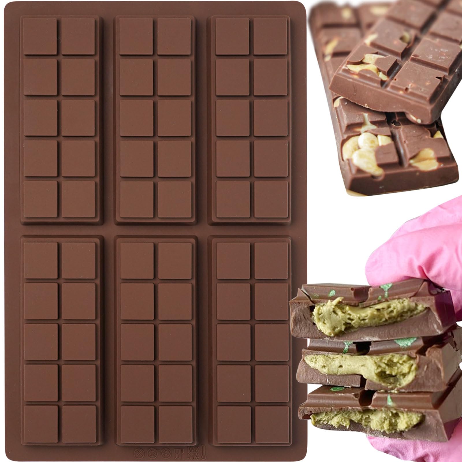 Chocolate Bar Molds, Silicone Snap Bars Making Set, Break Apart Wax ...