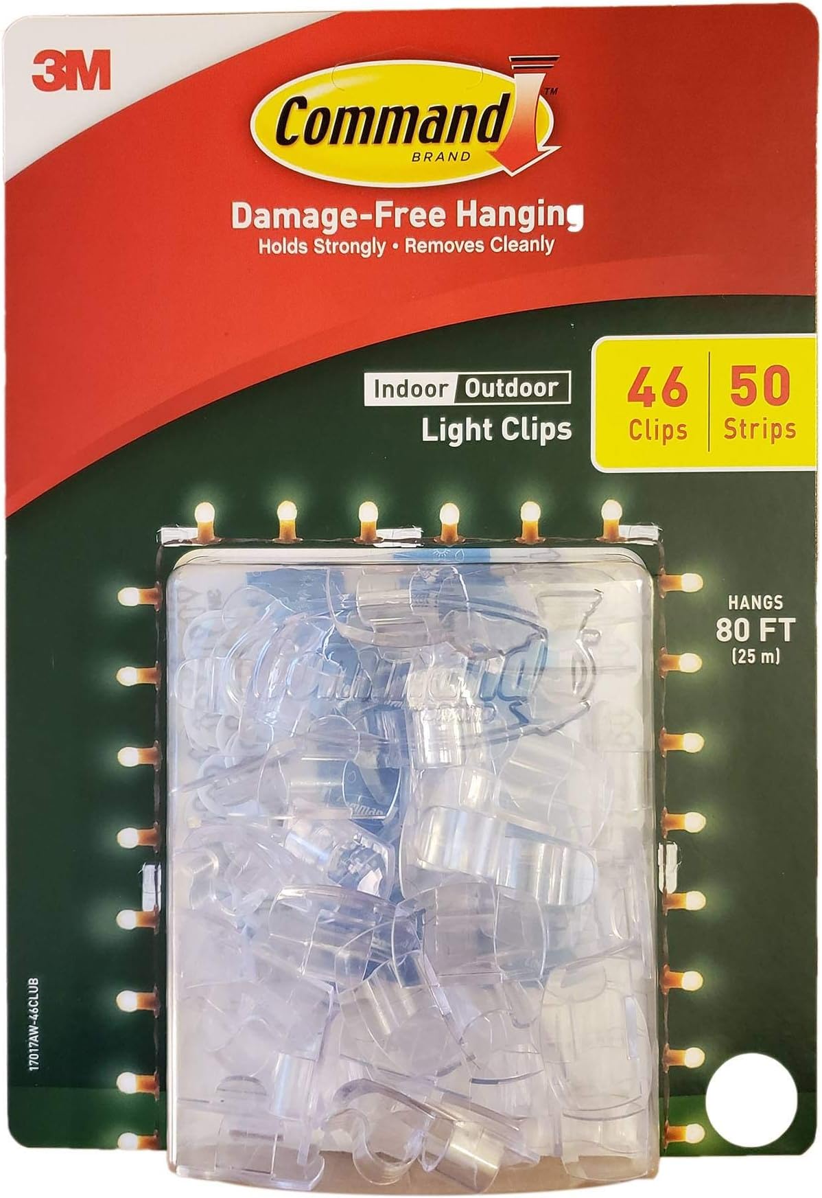 Command Indoor Outdoor Light Clips with 46 Clips 50 Strips Hangs 80 ft ...
