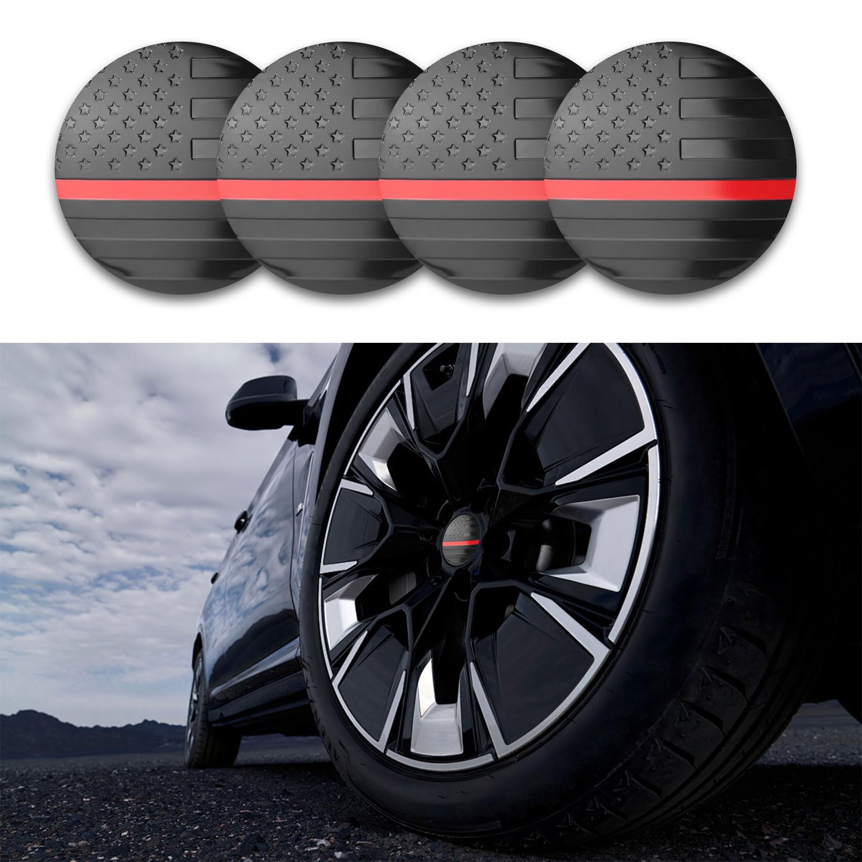 Amazon.com: PACLVIO 4PCS American Flag Wheel Center Caps, Center Caps ...