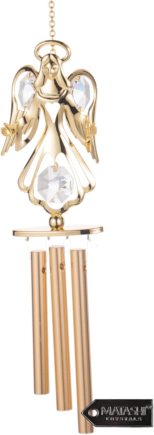 Amazon.com : 24K Gold Plated Crystal Studded Guardian Angel with Open ...