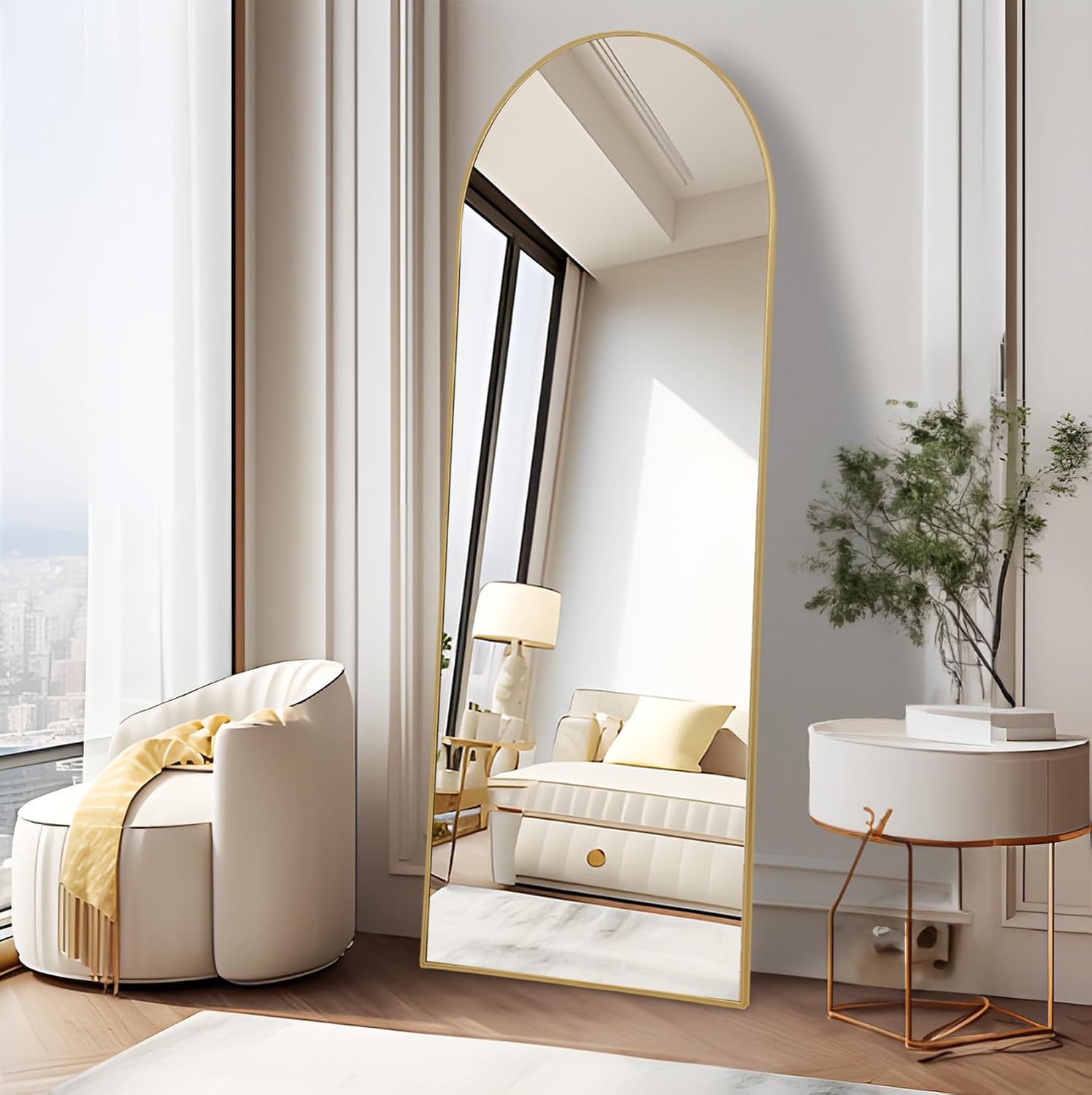 Amazon.com: GLASHOM Gold Arch Full Length Mirror, 64" x 21", Arched Top ...