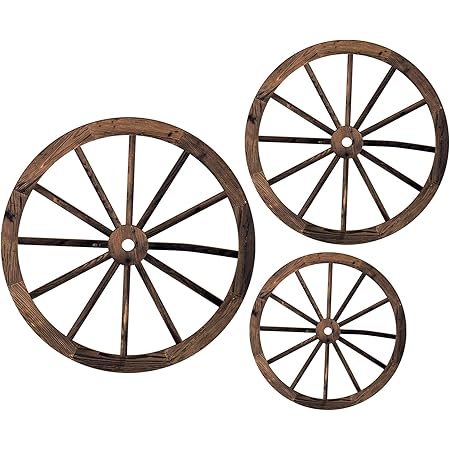 Amazon.com: 2 Pcs 12 Inch Wagon Wheel Decor Wooden Wagon Wheel Vintage ...