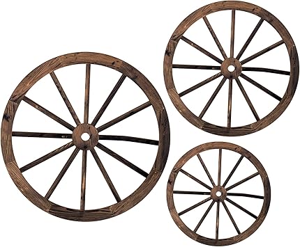 Amazon.com: Qunclay 3 Pcs Wooden Wagon Wheel Decor 12/10/8 Inch Western ...