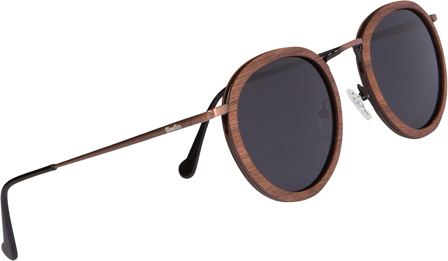 Amazon.com: Woodies Polarized Walnut Wood Copper Round Sunglasses for ...