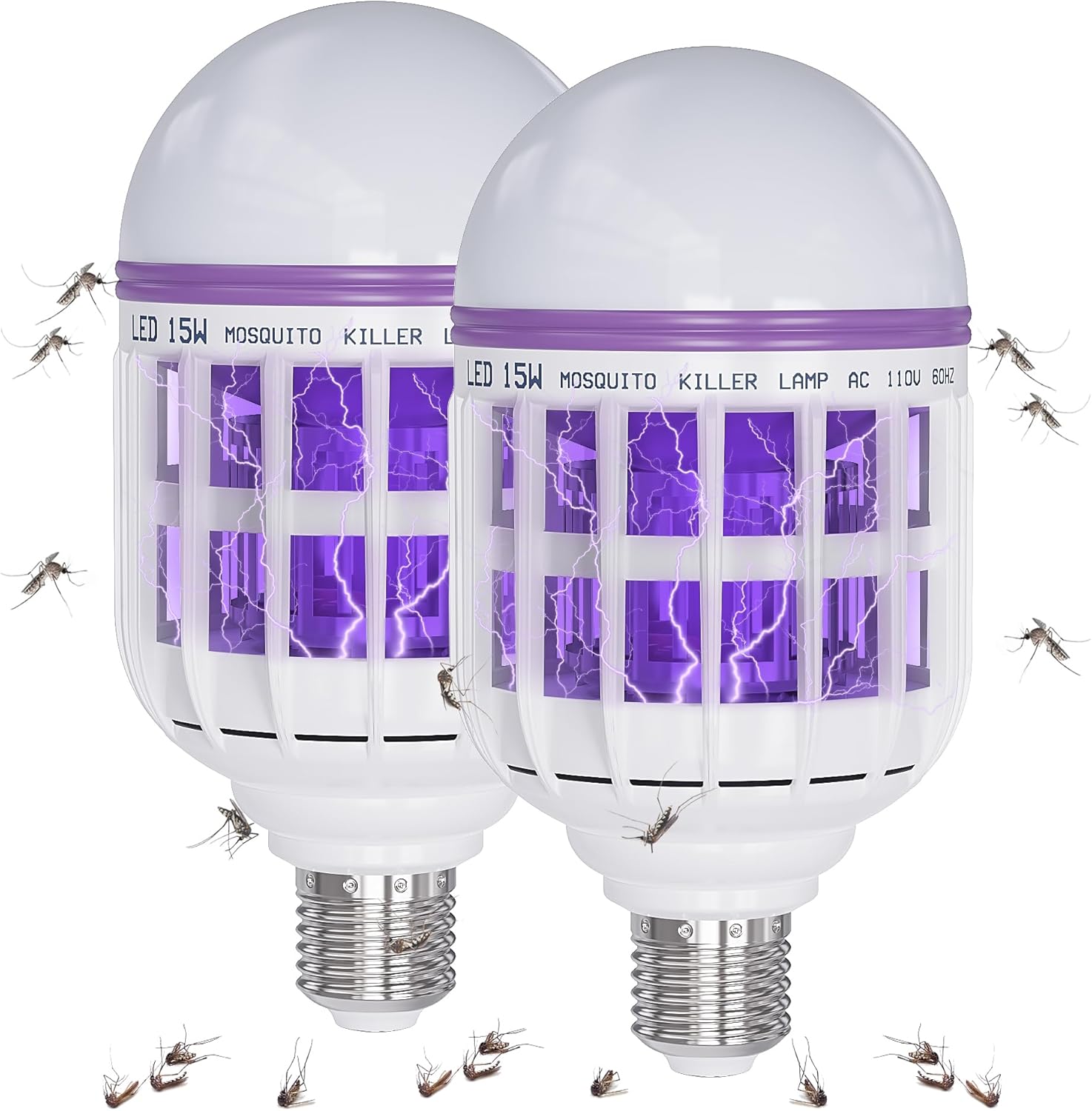 Amazon.com : 2 Pack Bug Zapper Light Bulbs, Mosquito Light Bulb Zapper ...