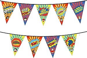 Amazon.com: Y-times Superhero Pennant Banner Flags, Hero Theme Pennant ...