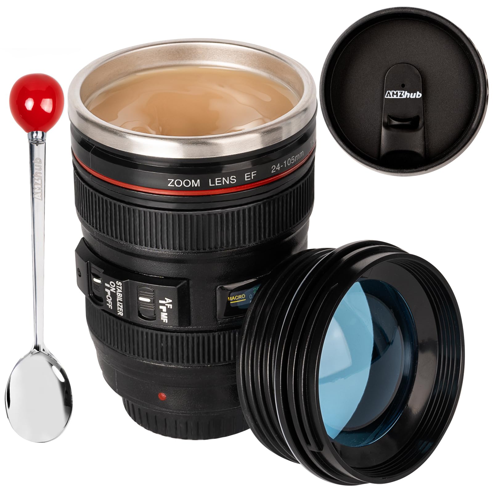 Amazon.com | AMZHUB Camera Lens Coffee Mug,Travel Coffee Cup,Stainless ...