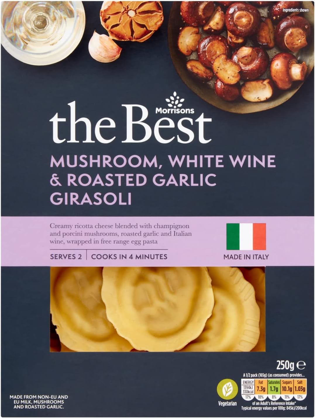 Morrisons The Best Mushroom White Wine & Roasted Garlic Girasole, 250g ...