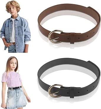 Amazon.com: 2 PCS Kids Belt for Girls, 2 Colors Elastic Leather Kids ...