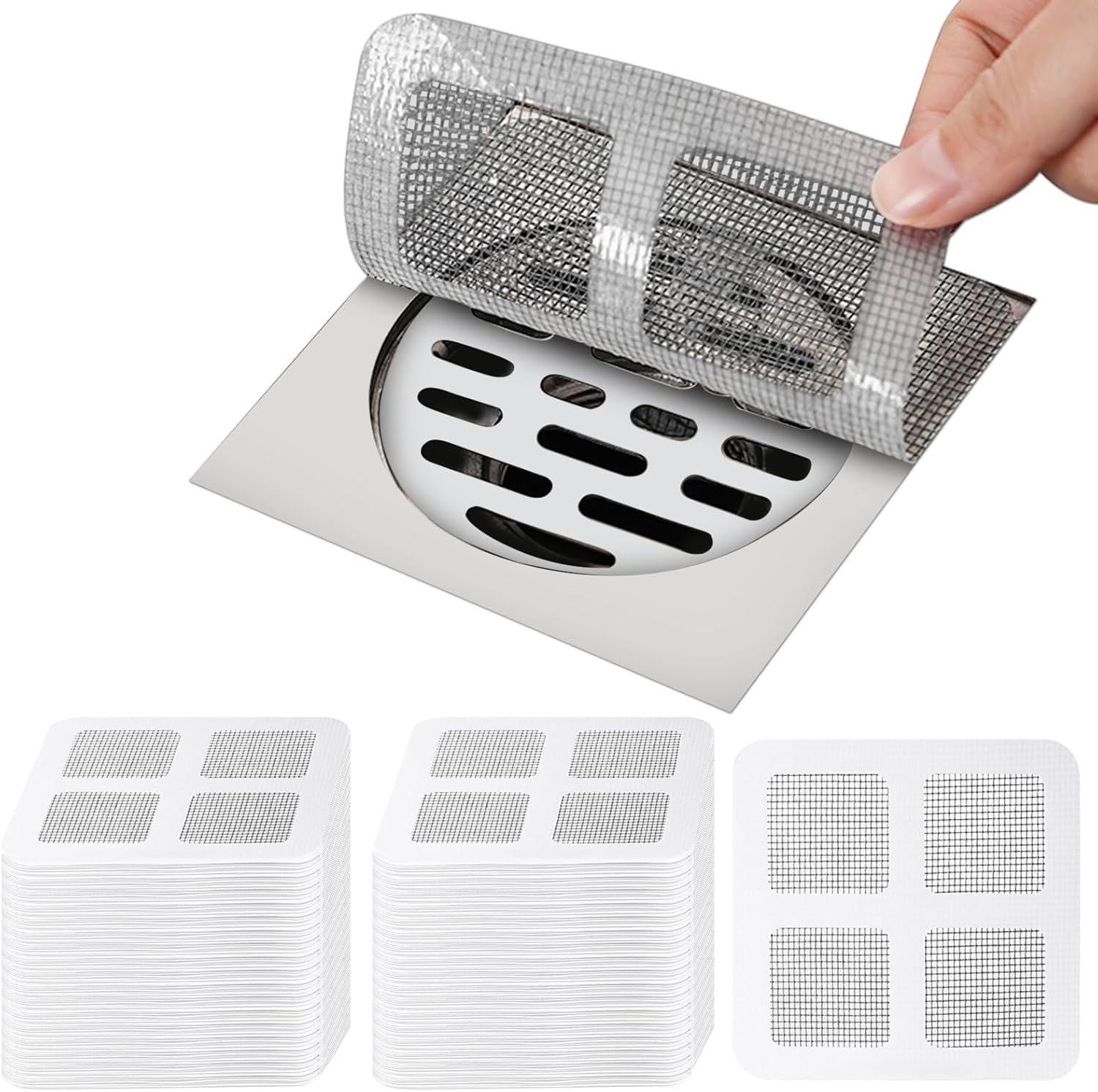 YUUTIAL 120 Pieces Disposable Shower Drain Hair Catcher Mesh Stickers ...