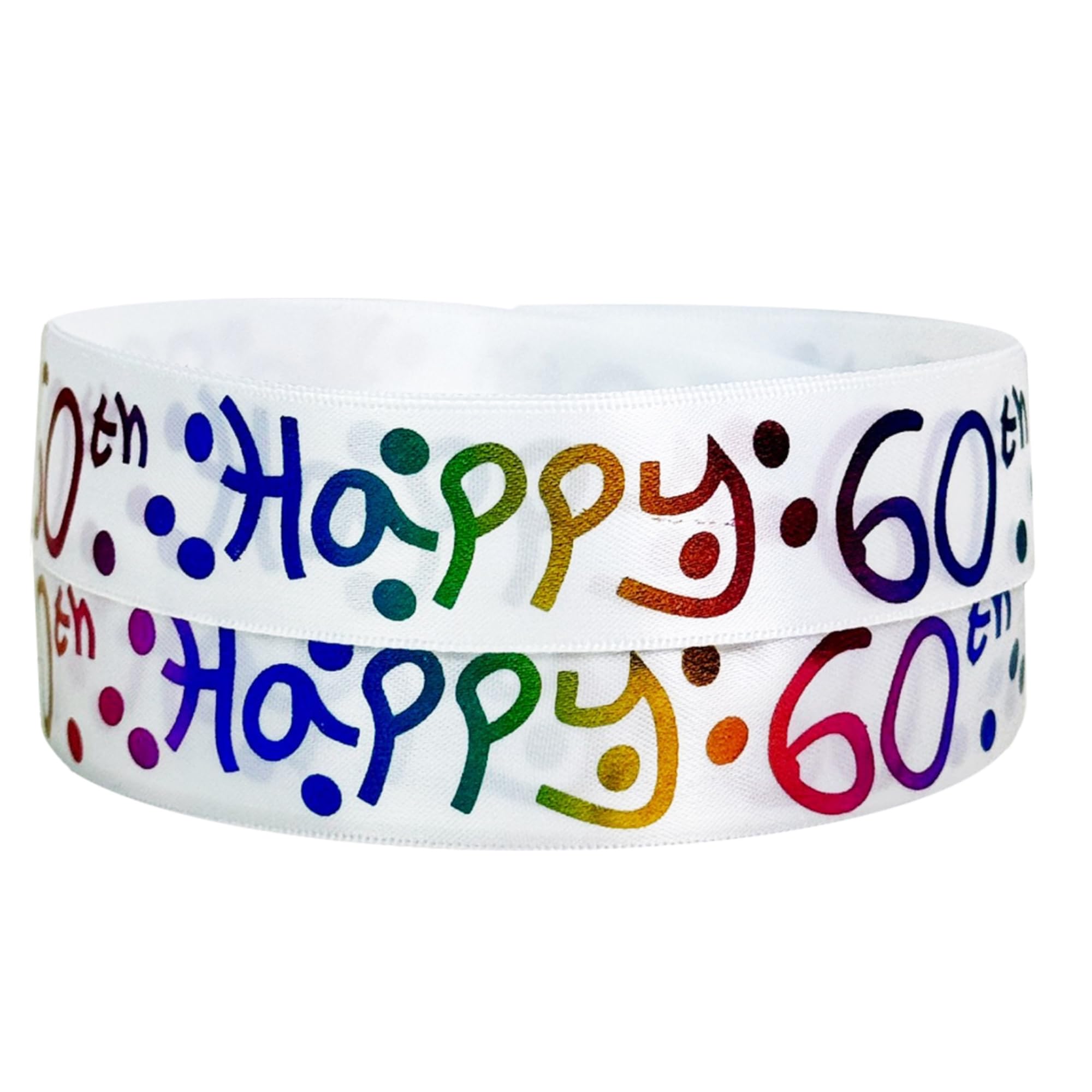 Luxury Double Faced Satin 2m x 25mm Happy 60th Birthday Ribbon for CAKE ...