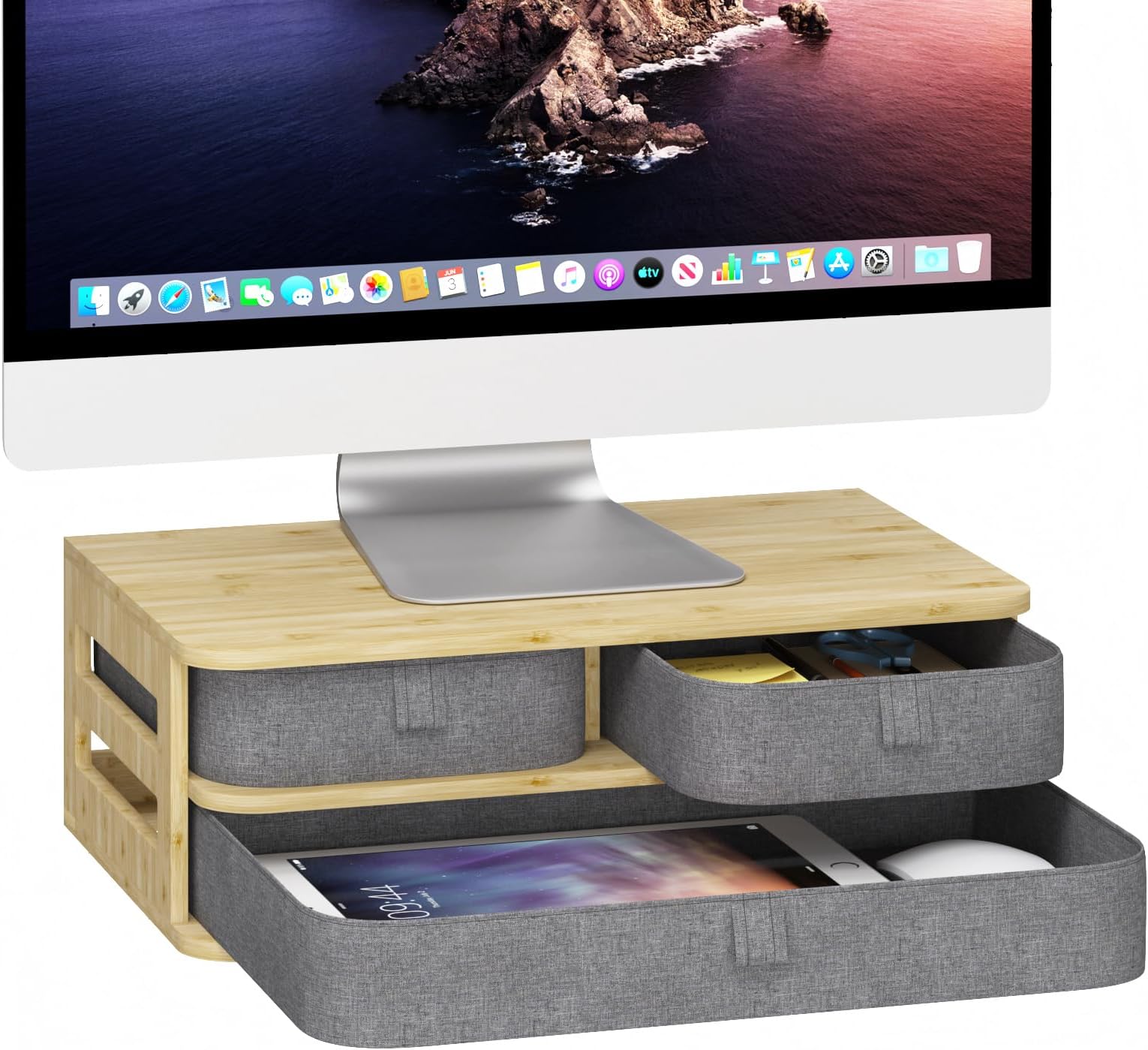 Amazon.com: RefinedRobert ELLOVEN Monitor stand with drawer, anthracite ...