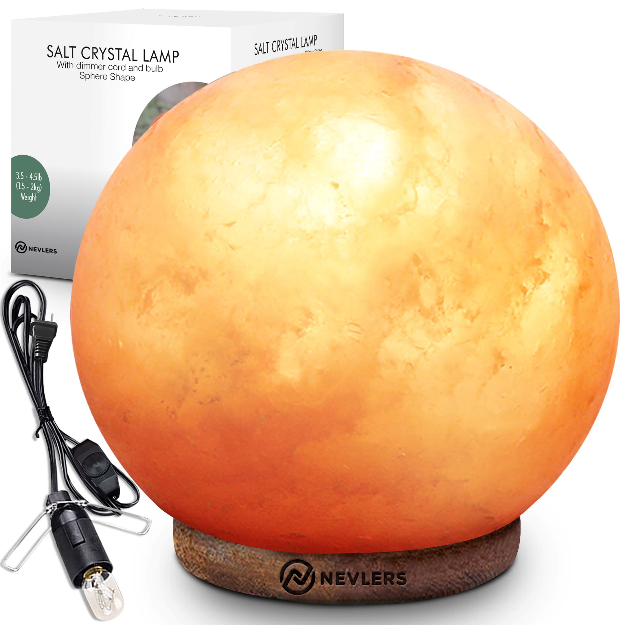 Watch Mockins Natural Himalayan Salt Sphere Lamp with Wood Base on ...