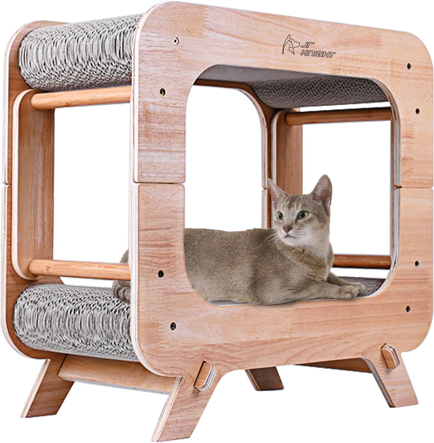 JR Knight Cat Scratching Post, Bed, Wooden House, Kitten Bed ...