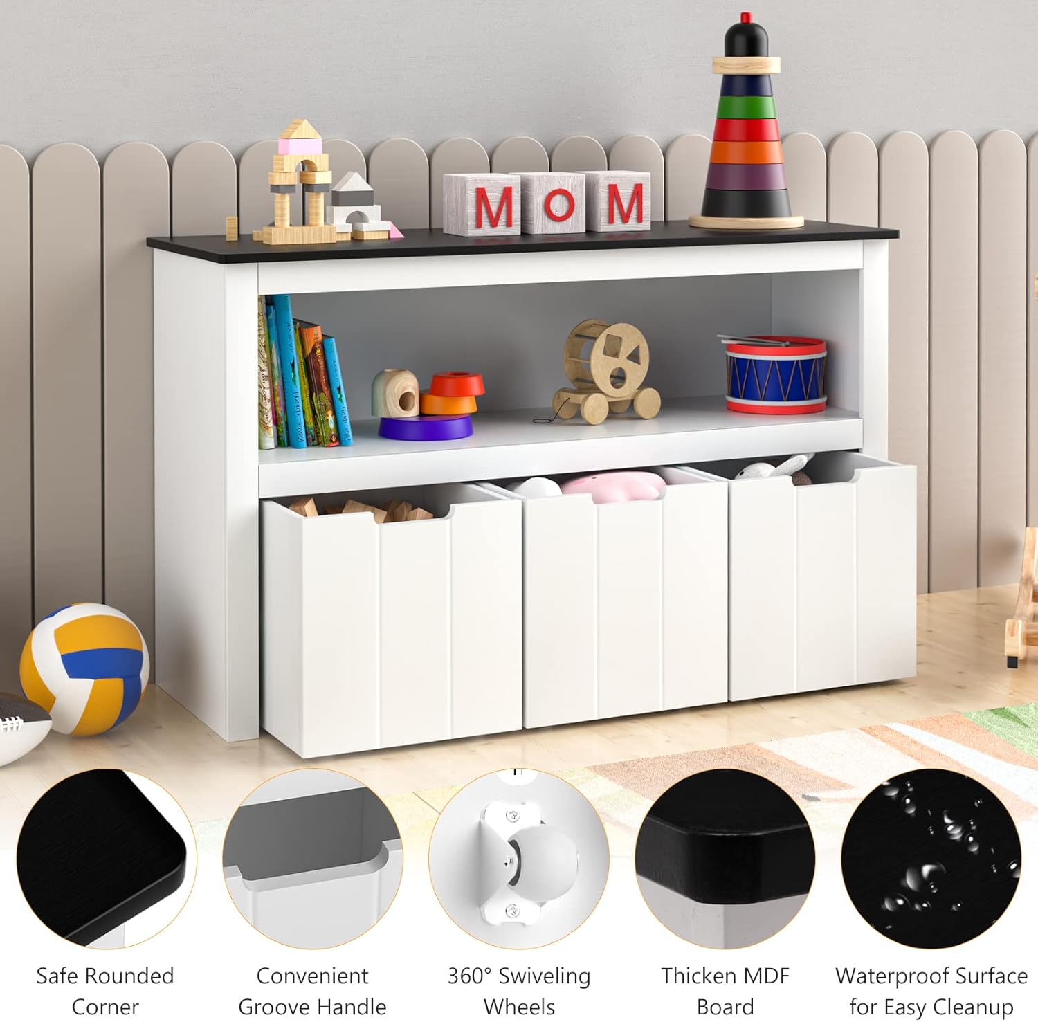 Buy JUNDALIE Toy Storage Organizer, Kids Toy Storage Cabinet, 3 Toy ...