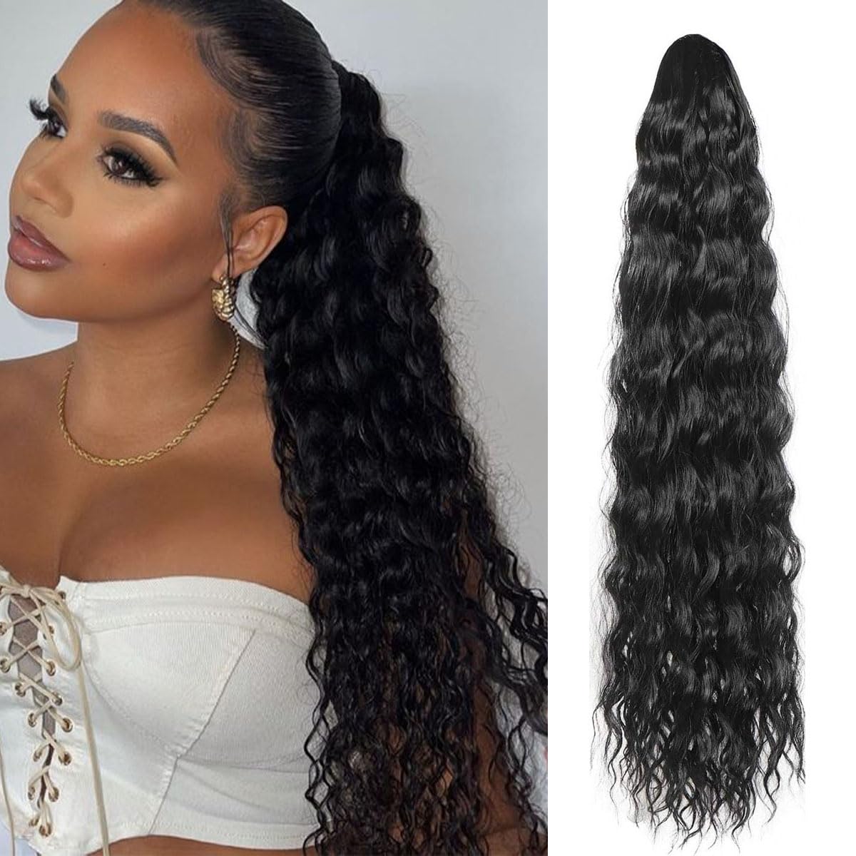 Amazon.com : Aminow Curly Drawstring Ponytail for Black Women Synthetic ...