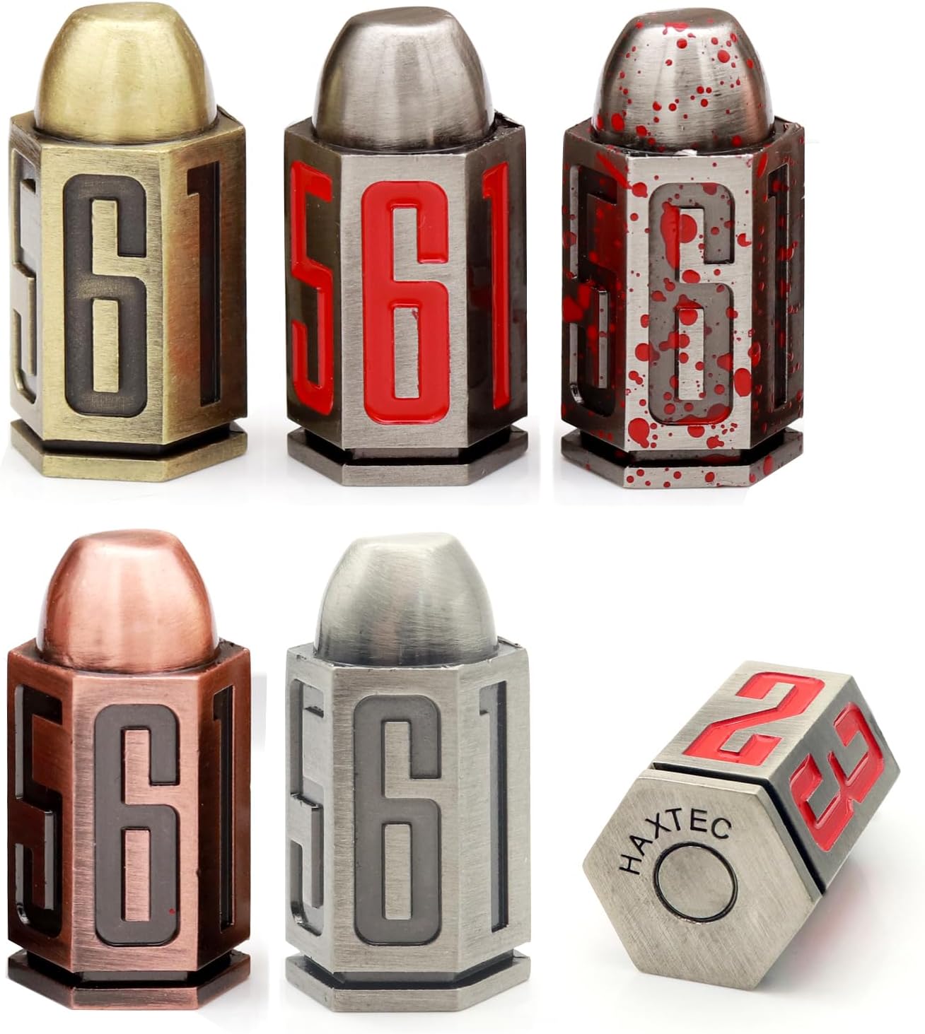 Amazon.com: Haxtec Bullet Metal Dice Set 6 Pack Metal D6 Die Polyhedral ...