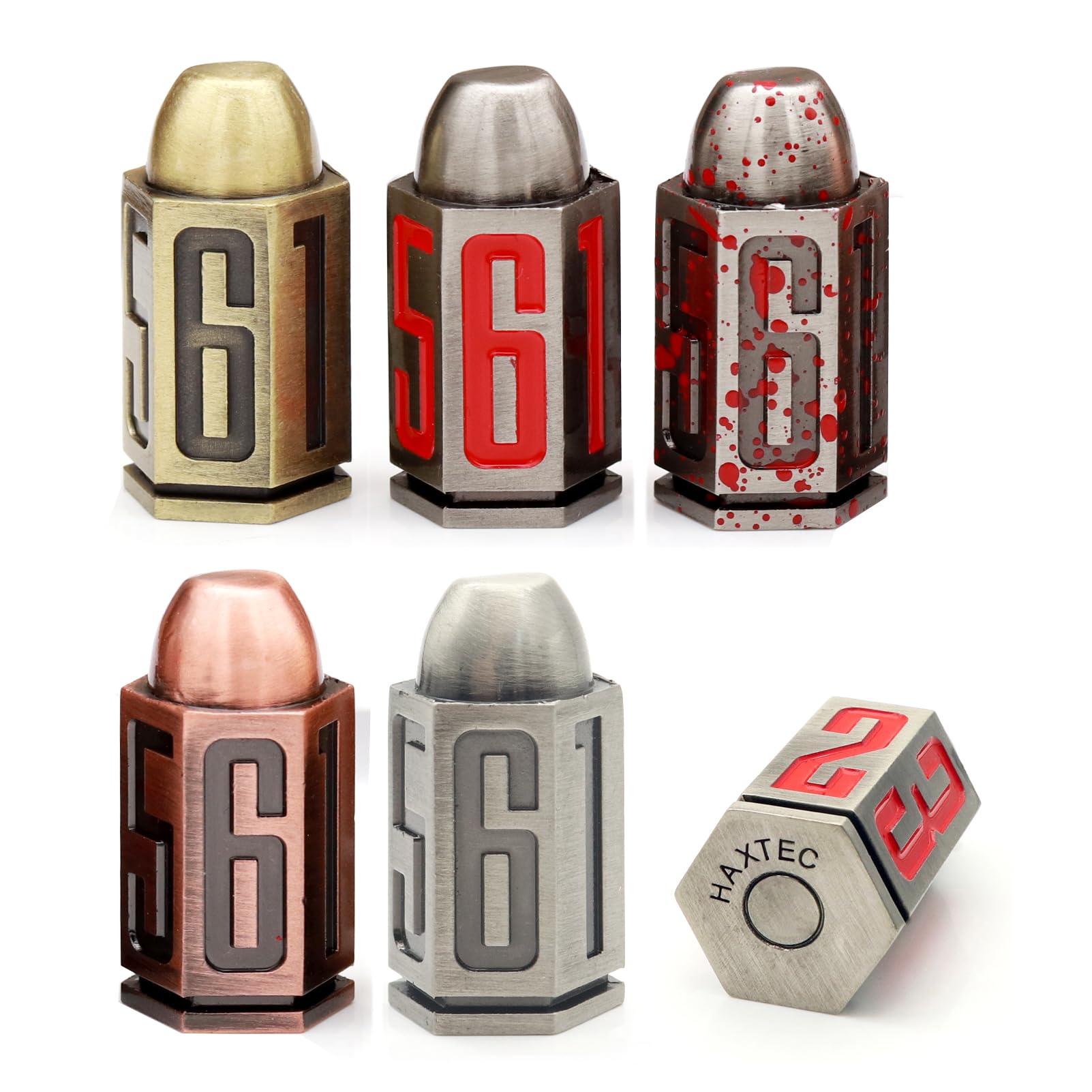 Amazon.com: Haxtec Bullet Metal Dice Set 6 Pack Metal D6 Die Polyhedral ...