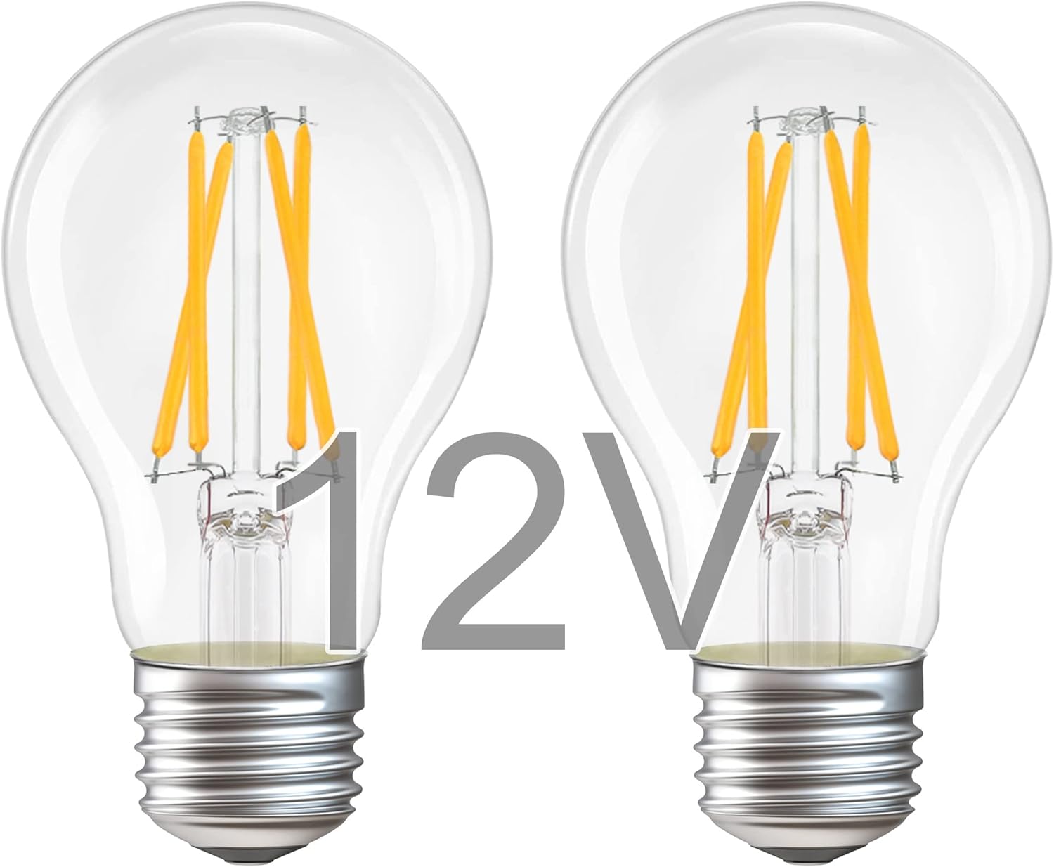 TOKCON 12V Low Voltage LED Light Bulbs - Soft Warm 2700K 4W E26 Edison Base 40W Equivalent - 12 ...
