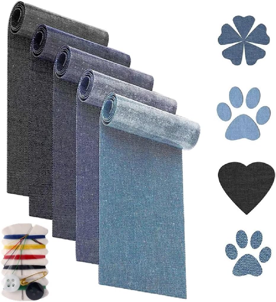 CUHZA Roll of 5 Jeans Iron On Patches Denim Patches Jeans Restoration ...
