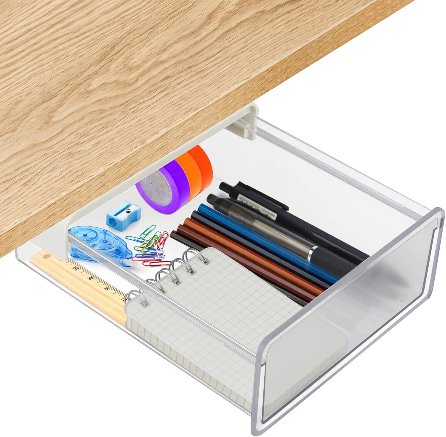 Amazon.com: Lunmore Under Desk Drawer, Concealed Slide Out Desktop ...