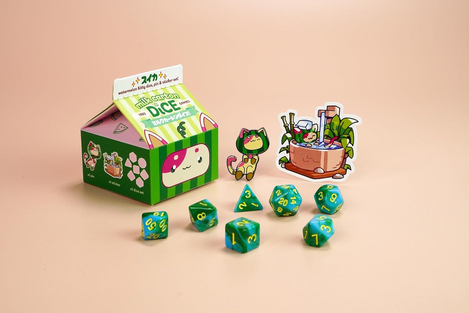 Amazon.com: 1985 Games Watermelon Cat Milk Carton Dice Set – Milk ...