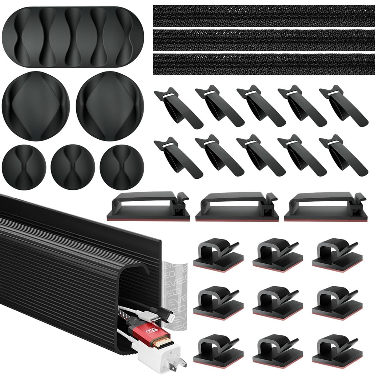 HASTHIP® 32Pcs Cable Organizers Set Cable Management Organizers Self ...