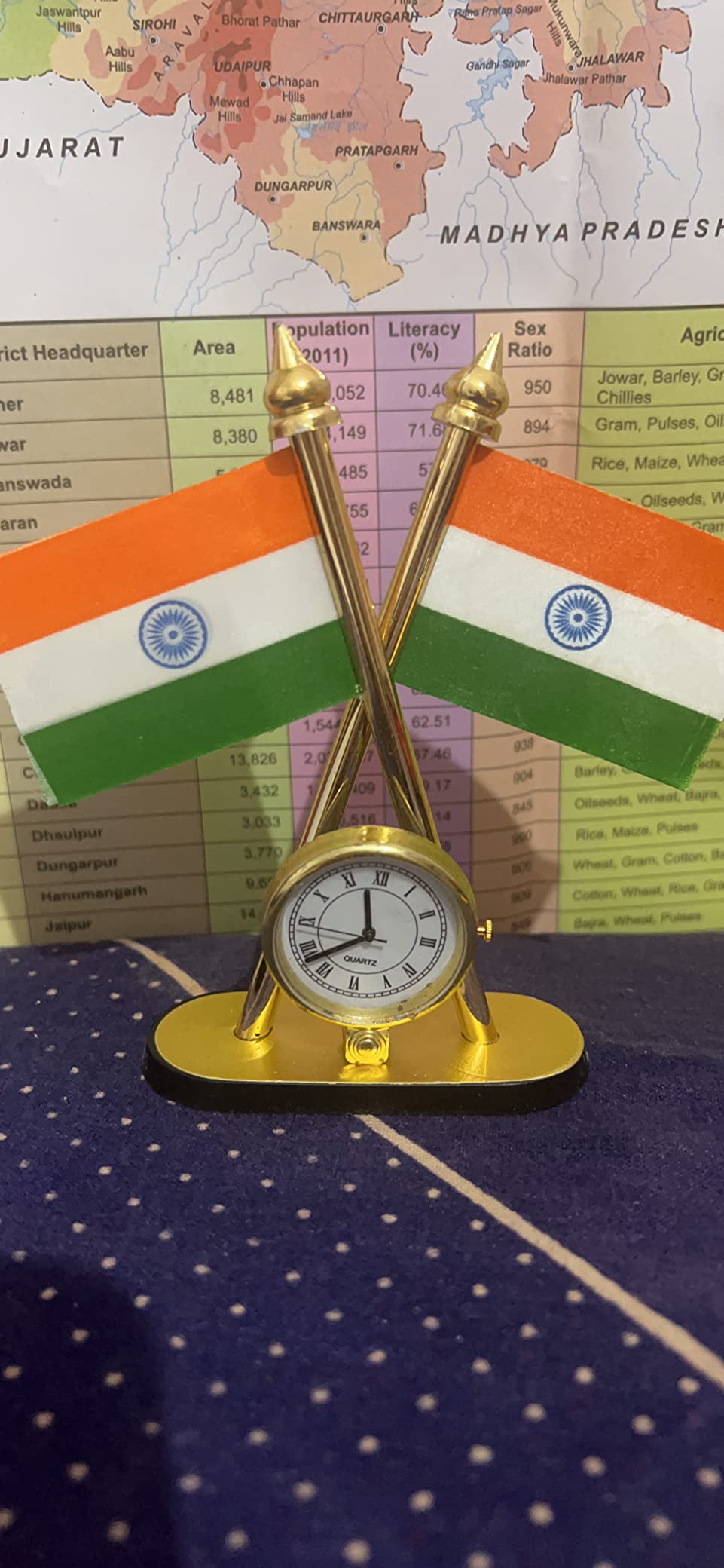 Indian Flag with Clock for Office Table : Amazon.in: Home & Kitchen