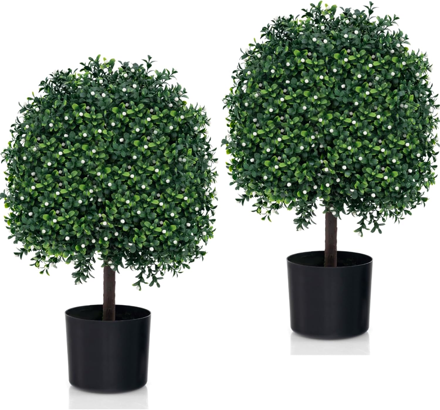 TANGZON Artificial Topiary Tree Set of 2, Decorative Faux Boxwood ...