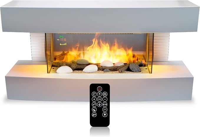 Classic Fire Toronto Electric Fireplace Flame Effect 230V/2000W White ...