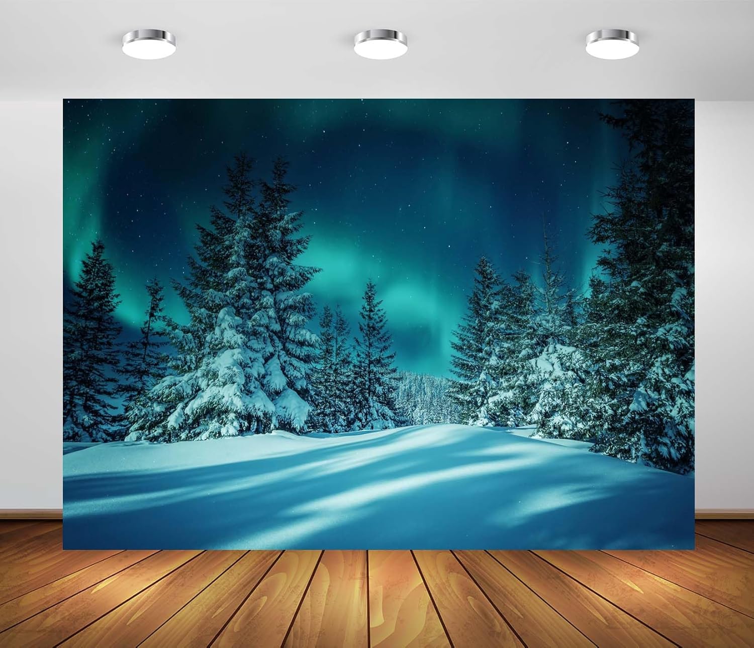Amazon.com : BELECO 12x8ft Fabric Winter Forest Aurora Borealis ...