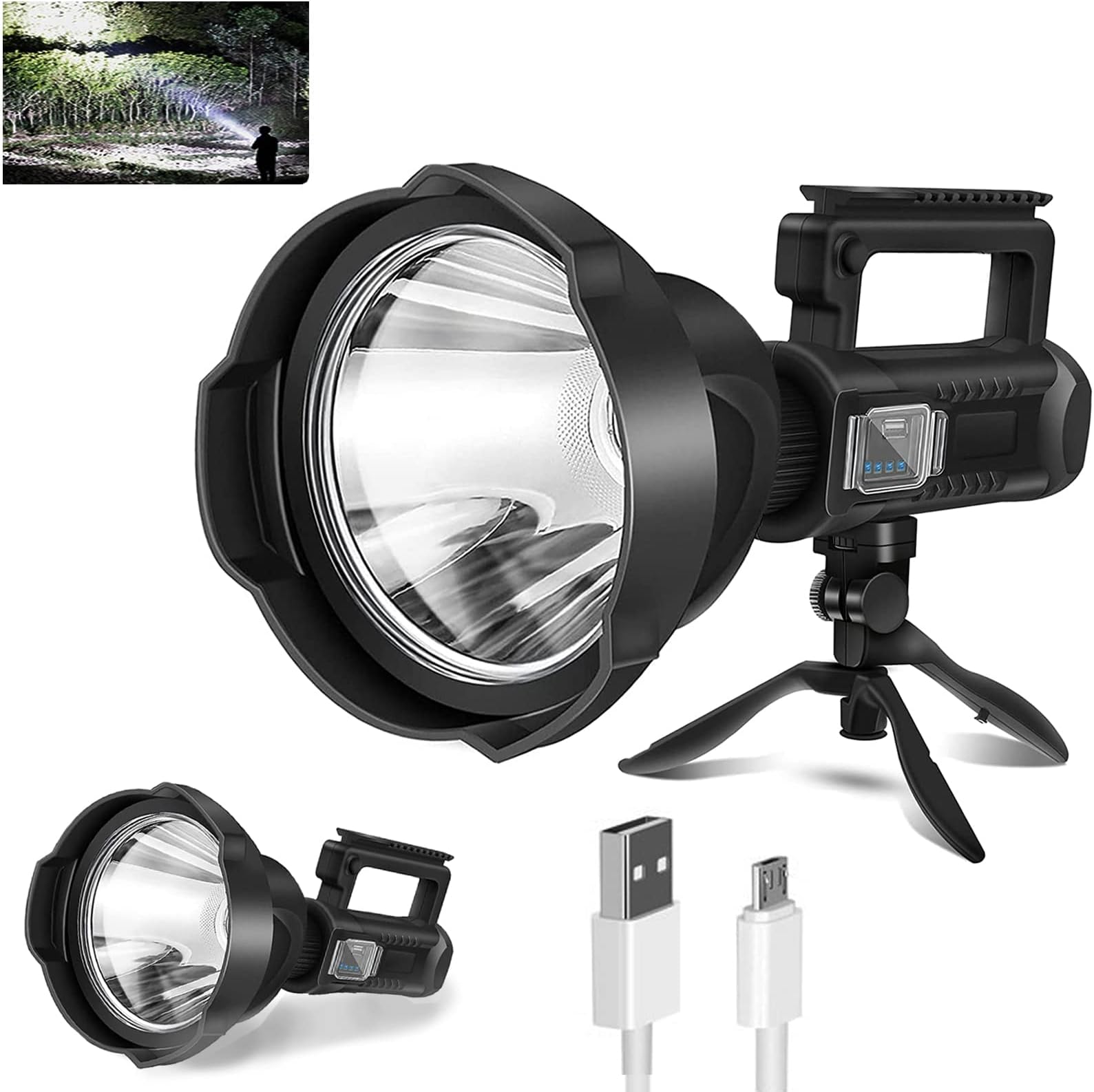 Rechargeable Spotlight, 3,000,000 Lumens Led Spot Lights Outdoor ...