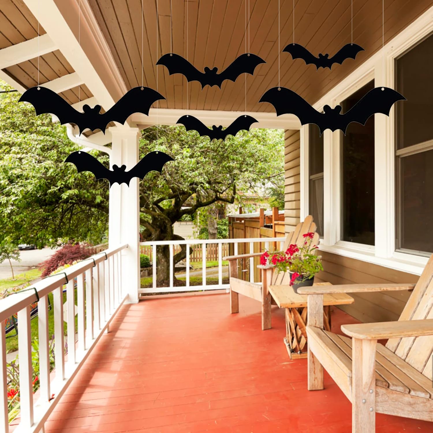 Amazon.com: 6 Pcs Hanging Large Bats Halloween Decorations Outdoor ...
