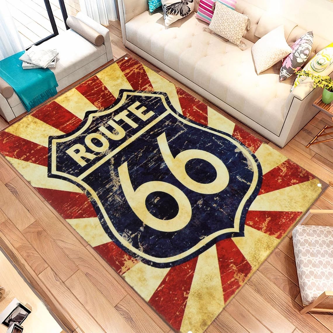 Amazon.com: Route 66 Rug, Road Rug, American Highway Rug, Bikers Rug ...